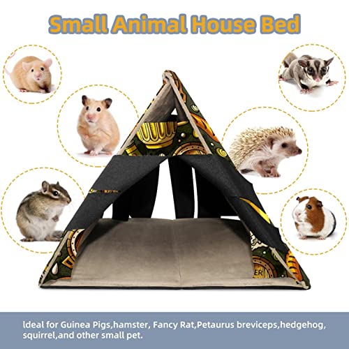 Y-DSIWX Guinea Pig House Bed, Rabbit Large Hideout, Small Animals Nest Hamster Cage Habitats Summer Beer Print