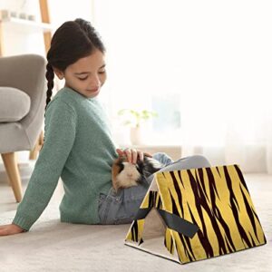 Y-DSIWX Guinea Pig Hideout Cozy Hamster House Cave for Bunny Chinchilla Hedgehog Small Animal Brown Tiger Print