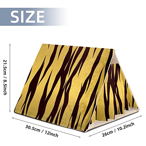 Y-DSIWX Guinea Pig Hideout Cozy Hamster House Cave for Bunny Chinchilla Hedgehog Small Animal Brown Tiger Print