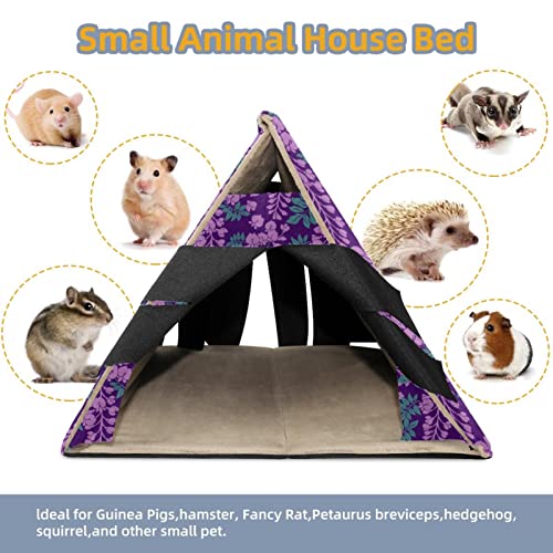 Y-DSIWX Guinea Pig Hideout Cozy Hamster House Cave for Bunny Chinchilla Hedgehog Small Animal Purple Floral Flower