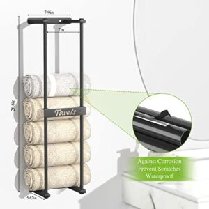 BSSOYAMM Towel Racks for Bathroom Wall Mounted, Towel Storage Organizer for Small Bathroom, Metal Towel Holder for Rolled Bath Towels, Face Towels, Hand Towels, Washcloths