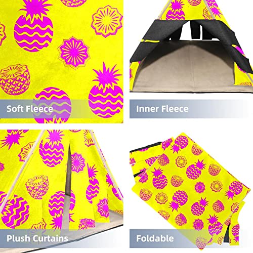 Guinea Pig House Bed, Rabbit Large Hideout, Small Animals Nest Hamster Cage Habitats Pink Pineapple Yellow