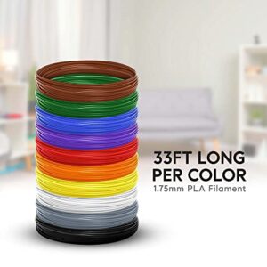 3D Pen Filament Refills - PLA Filament 1.75mm - 10 Colors 3D Pen Refills, 33 ft Each - for 3D Drawing Pen Refill Only (330 ft Total) Sample Pack PLA Refill Kit Printing Accessories for Kids & Adults