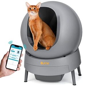 petnf self cleaning cat litter box with app,no more scooping automatic cat litter box with infra-red sensor system,excellent odor removal,ultra-quiet electric kitty litter boxes for multi-cats