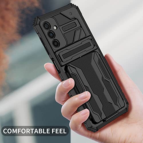 Niuuro for Samsung Galaxy A14 5G Wallet Case with Credit Card Holder Stand Kickstand Slim Rugged Shockproof Heavy Duty Defender Armor 【Military Grade】 Protective Phone Case - Black