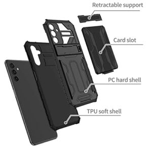 Niuuro for Samsung Galaxy A14 5G Wallet Case with Credit Card Holder Stand Kickstand Slim Rugged Shockproof Heavy Duty Defender Armor 【Military Grade】 Protective Phone Case - Black