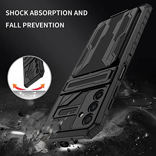 Niuuro for Samsung Galaxy A14 5G Wallet Case with Credit Card Holder Stand Kickstand Slim Rugged Shockproof Heavy Duty Defender Armor 【Military Grade】 Protective Phone Case - Black