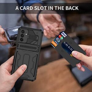 Niuuro for Samsung Galaxy A14 5G Wallet Case with Credit Card Holder Stand Kickstand Slim Rugged Shockproof Heavy Duty Defender Armor 【Military Grade】 Protective Phone Case - Black