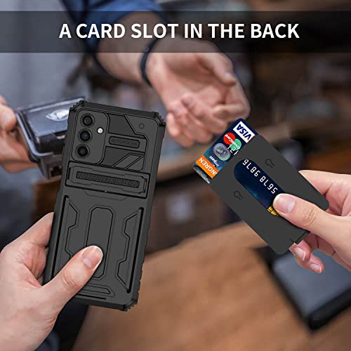 Niuuro for Samsung Galaxy A14 5G Wallet Case with Credit Card Holder Stand Kickstand Slim Rugged Shockproof Heavy Duty Defender Armor 【Military Grade】 Protective Phone Case - Black