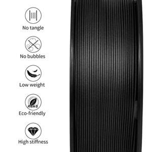 TRONXY Carbon Fiber Filament 1.75mm, Carbon Fiber PLA 3D Printer Filament, High-Accuracy +/- 0.05 mm, Carbon Black Pla Filament for Most 3D Printers, 1KG Spool(2.2 lbs)