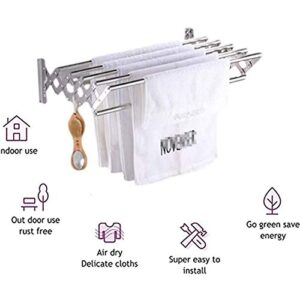 EAFTOS Wall Mounted Drying Rack Solid Hook Toilet Bathroom Shelf Mobile Telescopic Folding Towel Holder Shelf (Color : Silver, Size : 50x30cm)