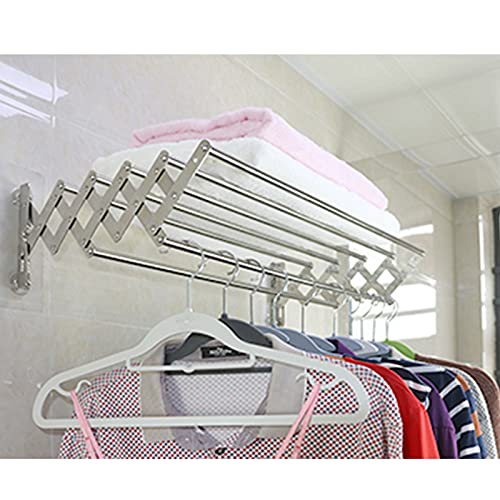 EAFTOS Multifunction Easy to Install Telescopic Clothes Drying Rack Stainless Steel Durable Wall Mounted Thicken Folding Drying Rack