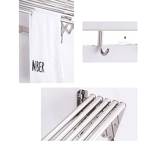 EAFTOS Multifunction Easy to Install Telescopic Clothes Drying Rack Stainless Steel Durable Wall Mounted Thicken Folding Drying Rack