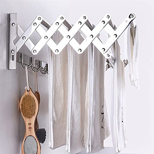 EAFTOS Multifunction Easy to Install Telescopic Clothes Drying Rack Stainless Steel Durable Wall Mounted Thicken Folding Drying Rack