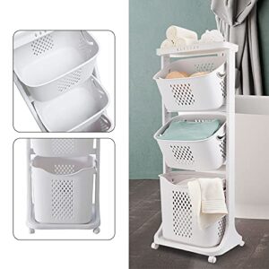 Laundry Basket with Wheel, 3-layer Clothes Storage Basket Removable Laundry Basket PP Household Bathroom Kitchen Shelf Fruit Stand, 17.32 * 23.99 * 41.73in