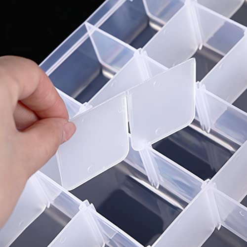 TOHUKA 36 Compartment Removable Dividers Clear Plastic Organizer Storage Box Jewelry, Art DIY, Craft, Fishing Tackle Stackable Storage Container