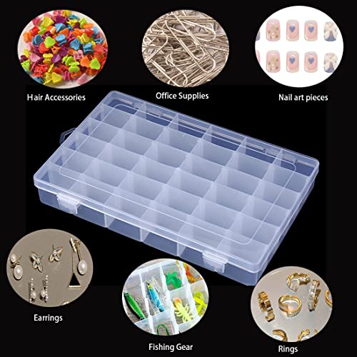 TOHUKA 36 Compartment Removable Dividers Clear Plastic Organizer Storage Box Jewelry, Art DIY, Craft, Fishing Tackle Stackable Storage Container