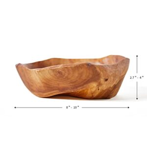 M MIMMU Wooden Fruit Bowl for Decor,Unique Irregular Root Carved Fruit Tray Decorative Plates（8"-10"）