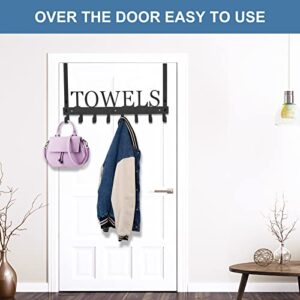 Azmoncy Over The Door Hooks, Towel Rack for Bathroom Towel Holder for Hanging Heavy Duty, Wall Mount Towel Hanger with 8 Hooks for Bedroom Bathroom Pool Kitchen Towels, Bag, Coats