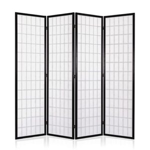 Salfanre Divider for Room Separation, 4 Panel, Japanese Room Dividers, Folding Shoji Screen, 5.6 Ft, Black