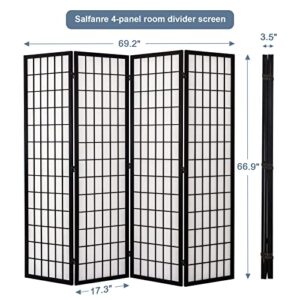 Salfanre Divider for Room Separation, 4 Panel, Japanese Room Dividers, Folding Shoji Screen, 5.6 Ft, Black