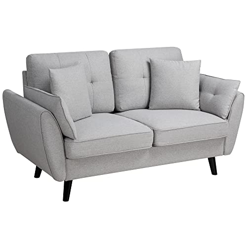 JAMFLY 63" Loveseat Sofa, Mid Century Small Sofa Modern Love Seat Couches for Living Room, 2-Seat Small Couch with Back Cushions and Pillow, Small Space Sofa for Bedroom, Apartment