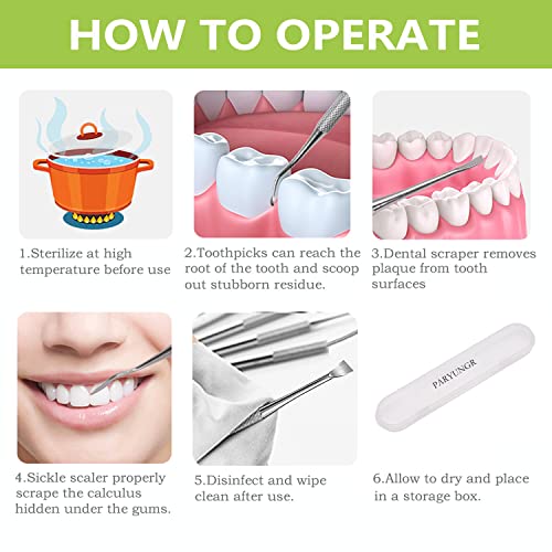 PARYUNGR Dental Tools, Professional Teeth Cleaning Oral Care Hygiene Kit, Stainless Steel Dental Pick Tooth Scraper Tartar Plaque Remover for Dentist, Personal, Pet Use with Storage Box