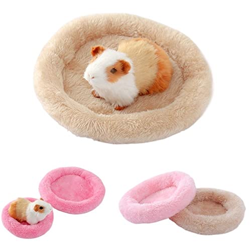 Hamster Bed Soft Warm Cushion Mini Cage Hamster Rat Mat Small Animal Cage Cotton Mat Squirrel Sleeping Bed Guinea Pig Bed Pads(L,Light Brown)