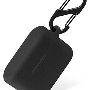 Geiomoo Silicone Case Compatible with 1MORE PistonBuds Pro, Protective Cover with Carabiner (Black)