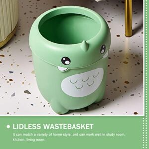 Beavorty Dinosaur Trash Can Plastic Mini Wastebasket Trash Can with Lid Cute Tiny Desktop Waste Garbage Bin for Home Office Kitchen Vanity Tabletop Bedroom Bathroom (Green)