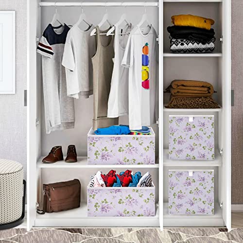 Kigai Storage Basket Flowers Pattern Foldable Storage Bin 11 X 11 X 11 Inches Cube Storage Baskets Box for Shelves Closet Laundry Nursery Bedroom Home Decor