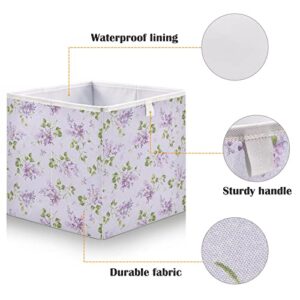 Kigai Storage Basket Flowers Pattern Foldable Storage Bin 11 X 11 X 11 Inches Cube Storage Baskets Box for Shelves Closet Laundry Nursery Bedroom Home Decor