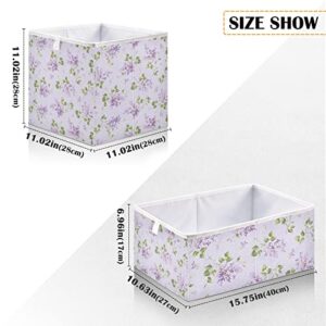 Kigai Storage Basket Flowers Pattern Foldable Storage Bin 11 X 11 X 11 Inches Cube Storage Baskets Box for Shelves Closet Laundry Nursery Bedroom Home Decor