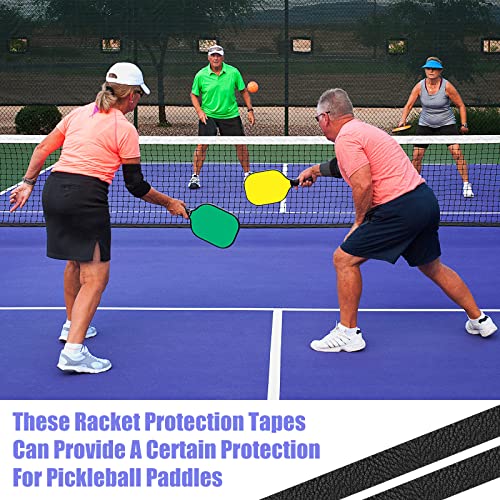 Kathfly 4 Rolls Racquet Head Protection Tape Black Racket Protection Tape Tennis Racket Tape Protects Edge Guard Compatible with Pickleball Paddles Tennis Rackets, Total 20 Meter