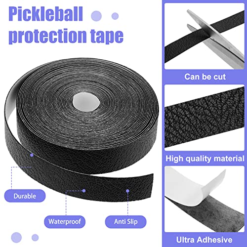 Kathfly 4 Rolls Racquet Head Protection Tape Black Racket Protection Tape Tennis Racket Tape Protects Edge Guard Compatible with Pickleball Paddles Tennis Rackets, Total 20 Meter