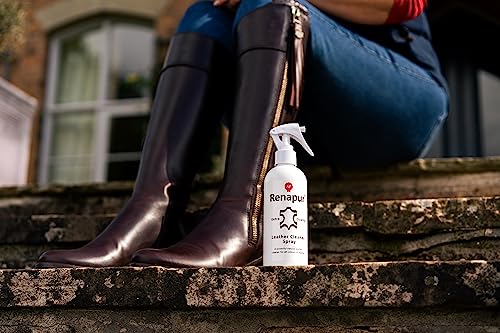 Renapur Natural Leather Cleaner Spray (8.5 Fl. oz) The Perfect Cleaner for All Your Leather Including Sofas, Car Interiors, Footwear, Clothing & Saddles & Tack