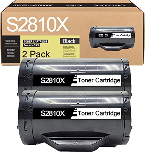 2-Pack Black Compatible S2810x 593-BBMF 47GMH Toner Cartridge Replacement for Dell S2810dn H815dw S2815dn Printer.