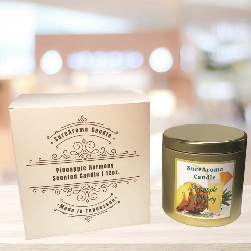 Scented Candles | 12oz Pineapple Harmony Scented Candle | SureAroma Candle