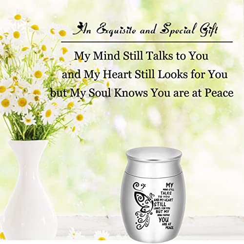 Small Urns for Ashes - Set of 4 1.57 Inch High Aluminium Mini Urns, Cremation Urns for Human/Pet Ashes Ashes Holder Small Keepsake urns for Family & Loved Ones-My Mind Still Talks to You