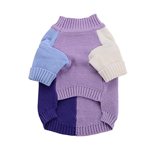 Kayto Dog Sweater, Long Sleeve Thermal Knitted,Dog Winter Clothes for Small Dogs Boy Girl, Pet Coat,Cat Sweatshirt Jacket Puppy Outfits Doggie (X-Large, Blue with Purple)