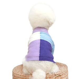 Kayto Dog Sweater, Long Sleeve Thermal Knitted,Dog Winter Clothes for Small Dogs Boy Girl, Pet Coat,Cat Sweatshirt Jacket Puppy Outfits Doggie (X-Large, Blue with Purple)