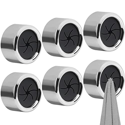 6 Towel Holders Towel Hooks Round Chrome Easy Installation Wall Mount for Kitchen Bathroom Cabinet Garage Hand Dish Shower Outdoor Towel No Drilling