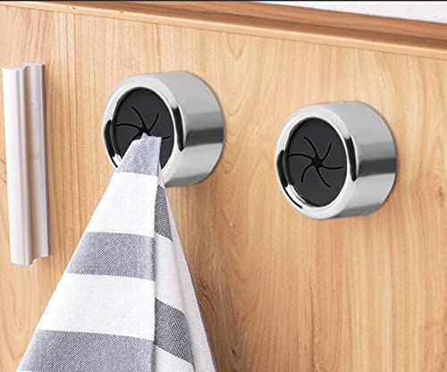 6 Towel Holders Towel Hooks Round Chrome Easy Installation Wall Mount for Kitchen Bathroom Cabinet Garage Hand Dish Shower Outdoor Towel No Drilling