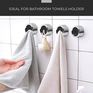 6 Towel Holders Towel Hooks Round Chrome Easy Installation Wall Mount for Kitchen Bathroom Cabinet Garage Hand Dish Shower Outdoor Towel No Drilling