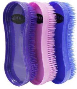 showman stiff bristle curry brush blue