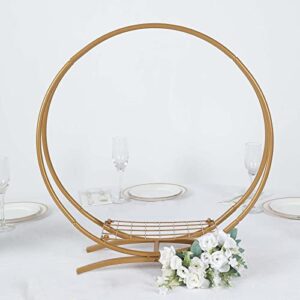 Efavormart 24" Gold Metal Double Frame Hoop Flower Table Centerpiece, Wedding Cake Display Stand