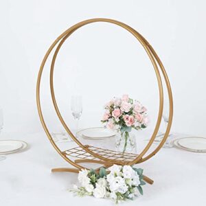 Efavormart 24" Gold Metal Double Frame Hoop Flower Table Centerpiece, Wedding Cake Display Stand