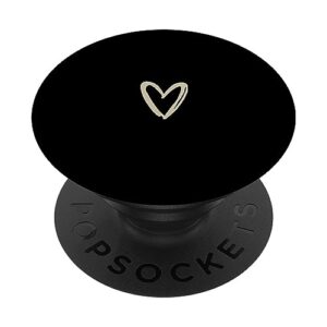 beige black minimalist heart popsockets standard popgrip