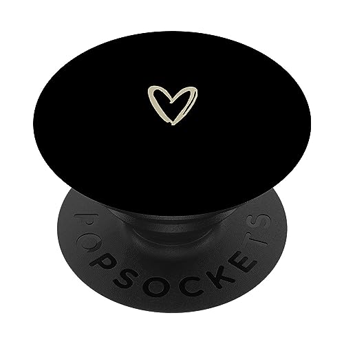 Beige Black Minimalist Heart PopSockets Standard PopGrip