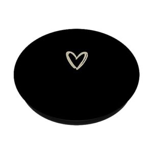 Beige Black Minimalist Heart PopSockets Standard PopGrip